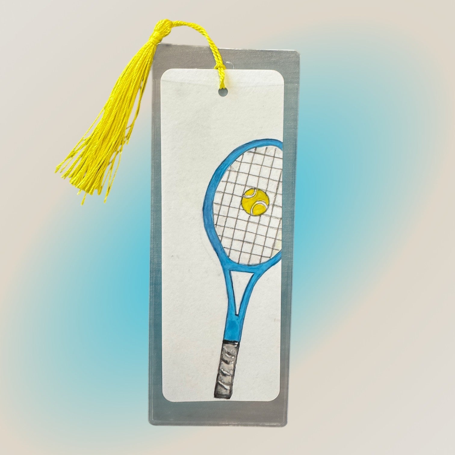 Bookmark - Aqua Racquet Yellow ball - New! – Little Miss Tennis